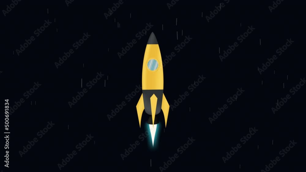 Green screen, Matte, Stylized cartoon rocket flying in space, moving ...