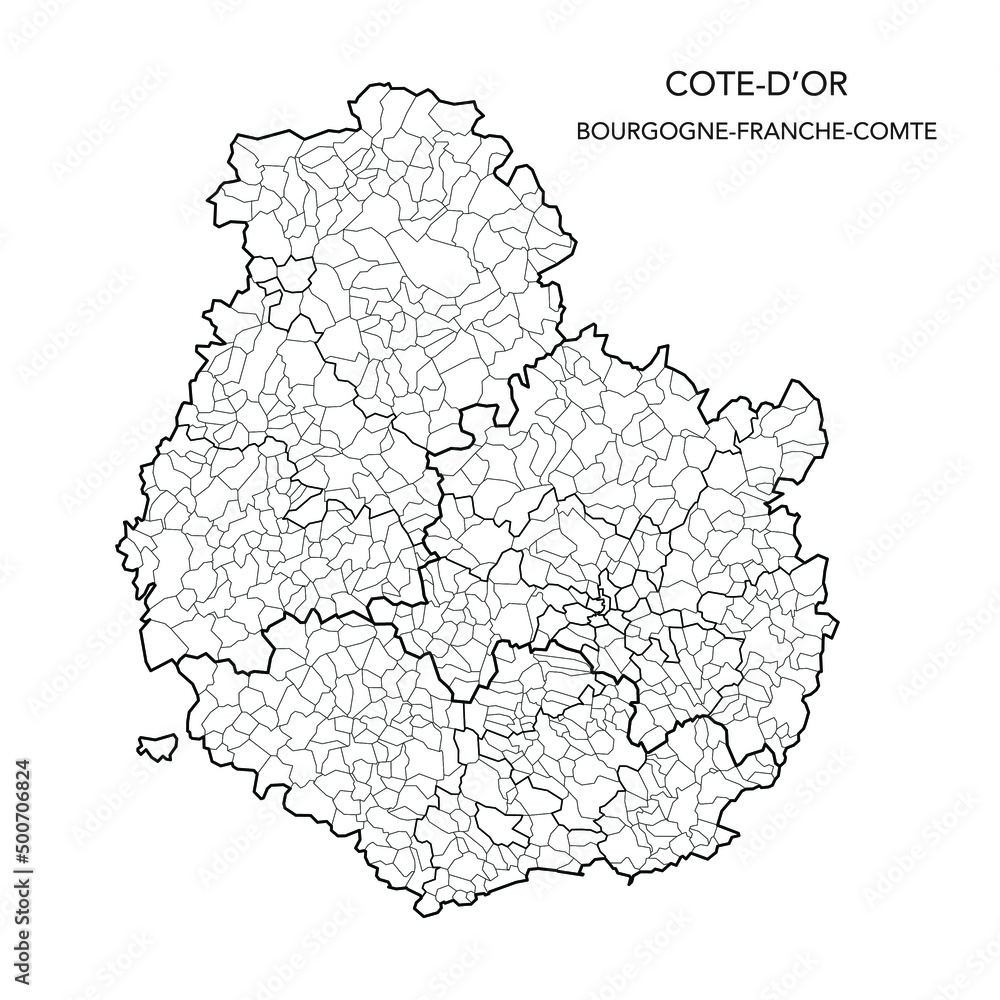 Vector Map of the Geopolitical Subdivisions of The Département De Côte ...