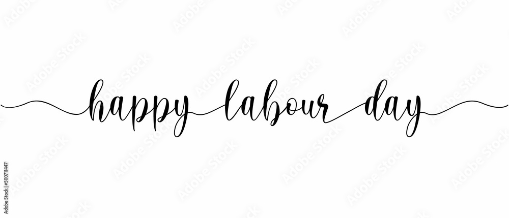Happy Labour Day phrase Continuous one line calligraphy with white ...
