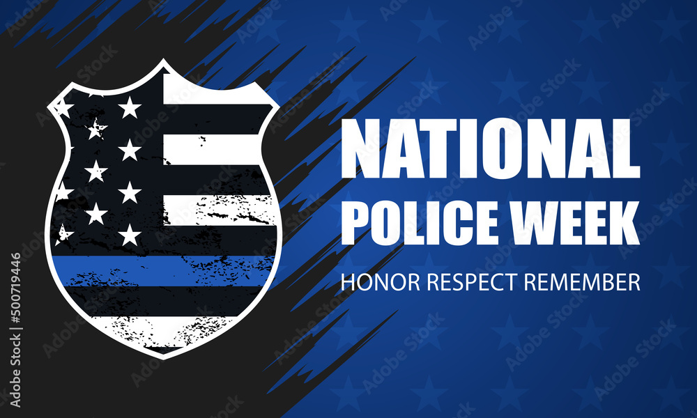 National Police Week background with Blue Line. Poster, card, banner ...