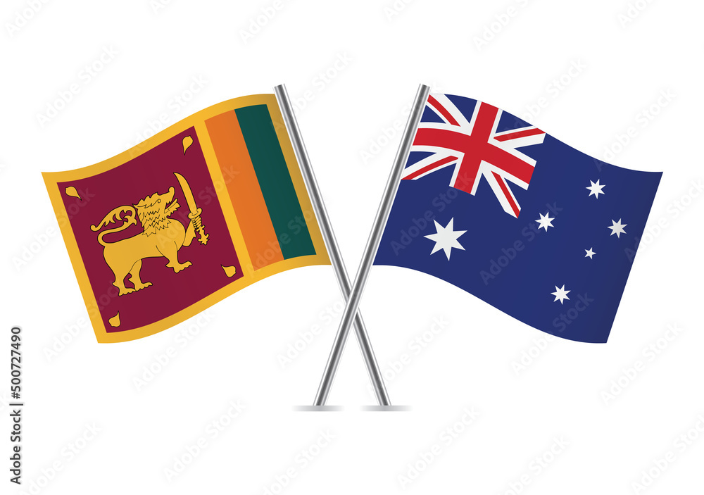 Sri Lanka and Australia crossed flags. Sri Lankan and Australian flags ...