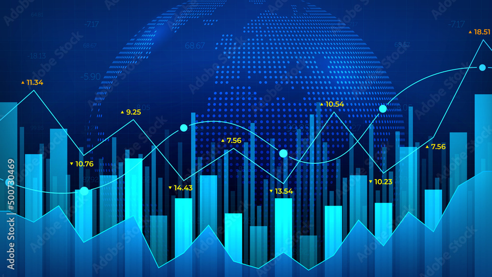 Stock Market Investment Background with Globe and Candle Stick Stock ...