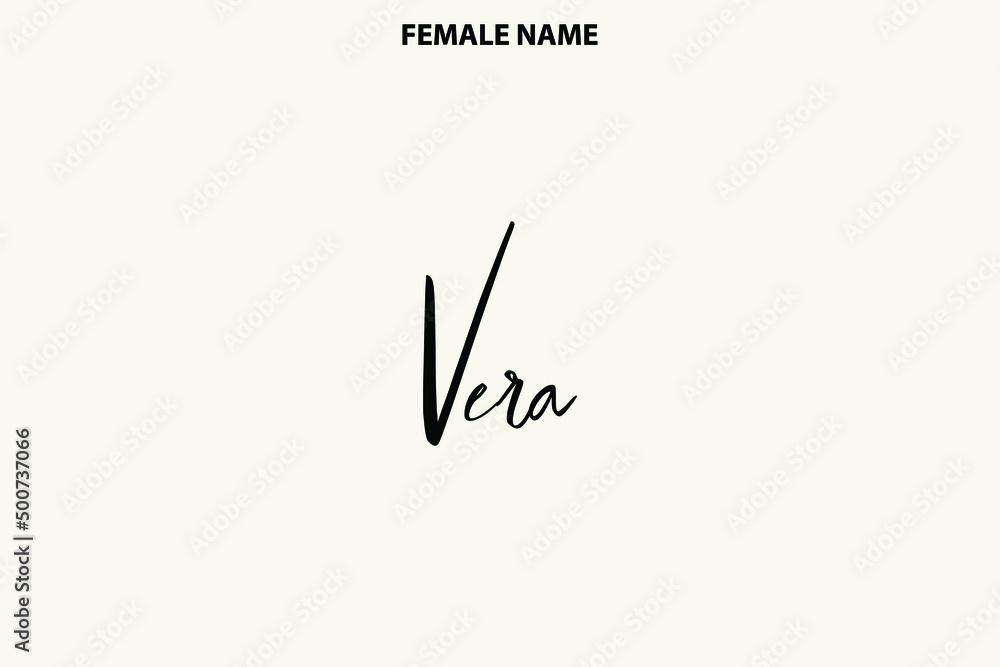 Vera Female Name Handwritten Lettering Logo Stock Vector | Adobe Stock