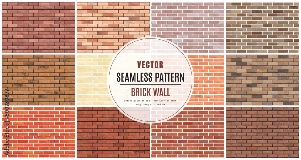 Block brick wall seamless pattern collection set texture background ...