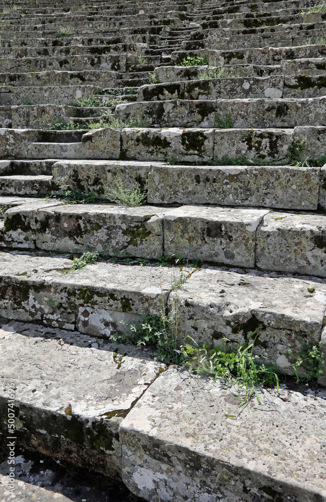 staircase with the stone steps of a Roman ruin of an ancient ...