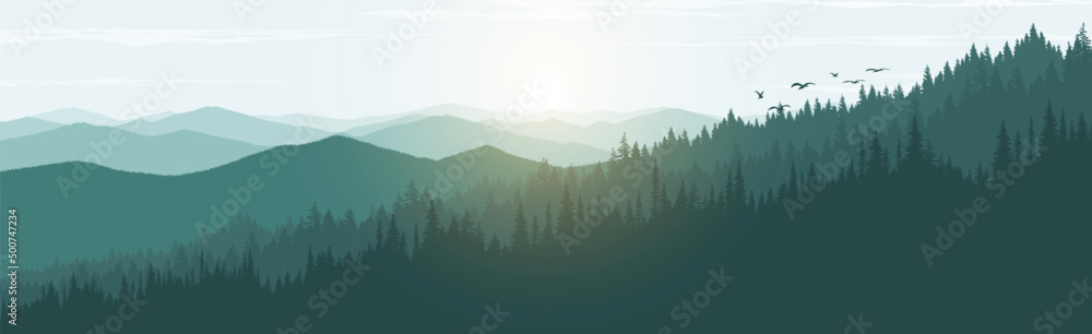 landscape in the morning Stock Vector | Adobe Stock