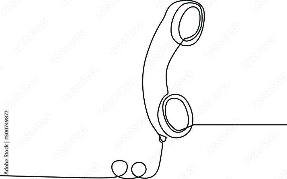 Single continuous line drawing The handset from a classic rotary dial ...