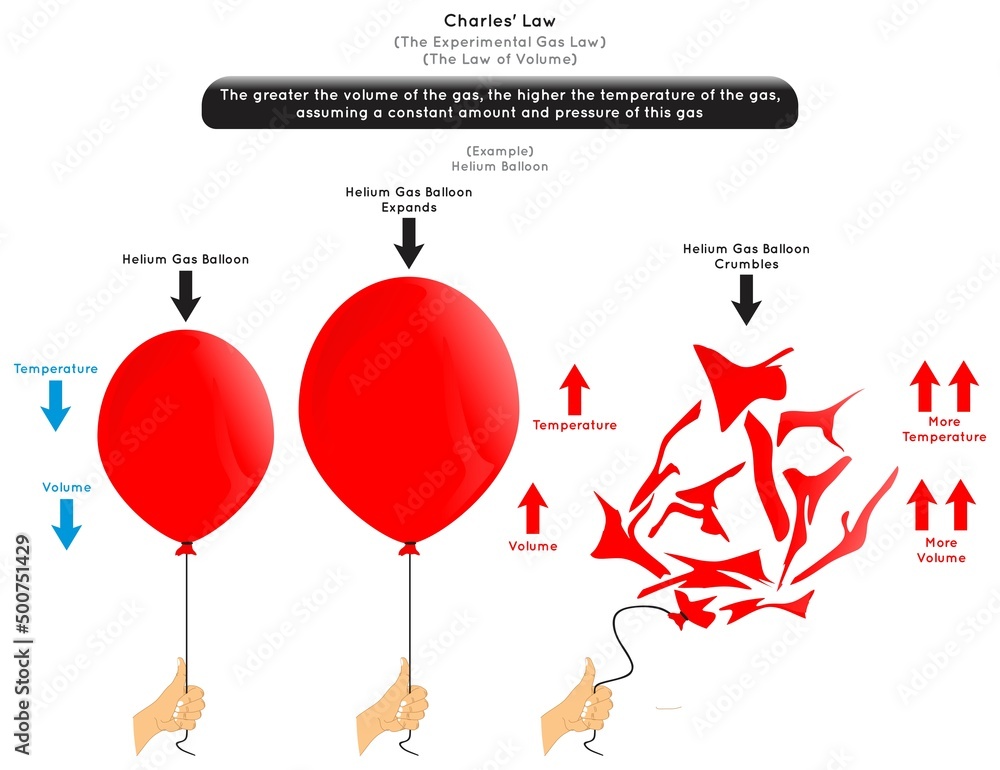 Vetor de Charles Law Infographic Diagram Example helium balloon when ... Vetor de Charles Law Infographic Diagram Example helium balloon when ...