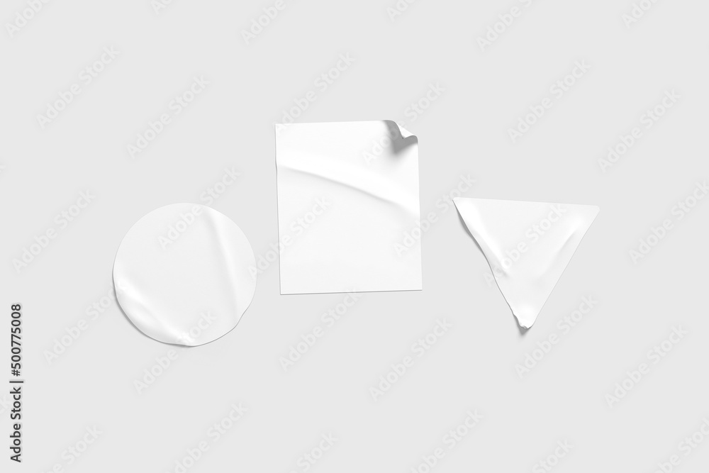 White stickers mockup. Blank labels of different shapes Stickers or ...