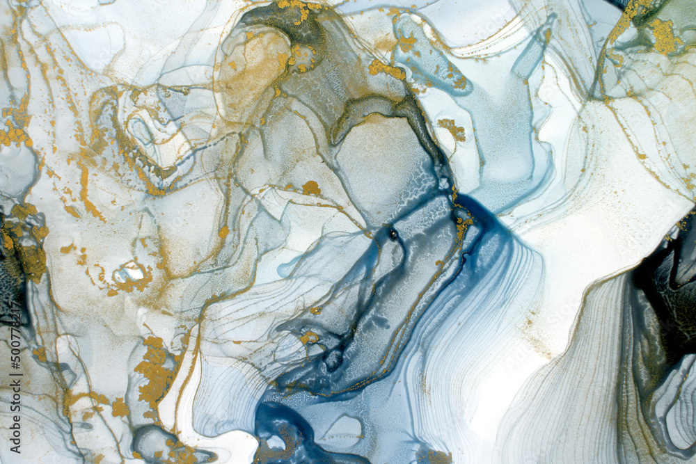 Golden ocean waves. Rich bright abstract picture. Luxury abstract fluid ...