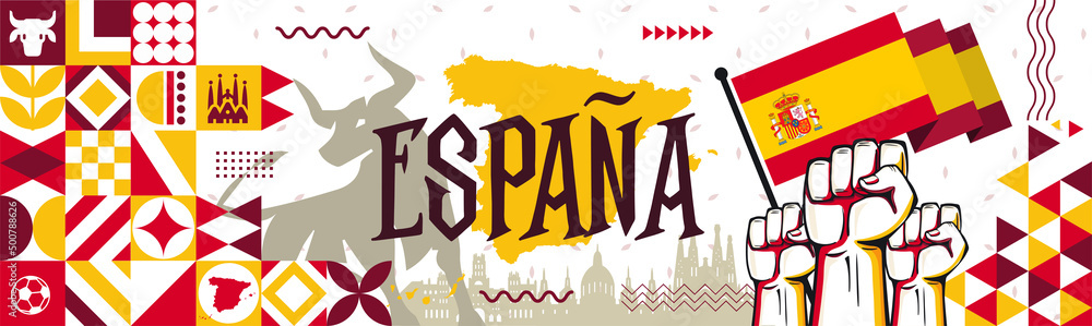 Spain national day banner for España , Espana or Espania with abstract ...