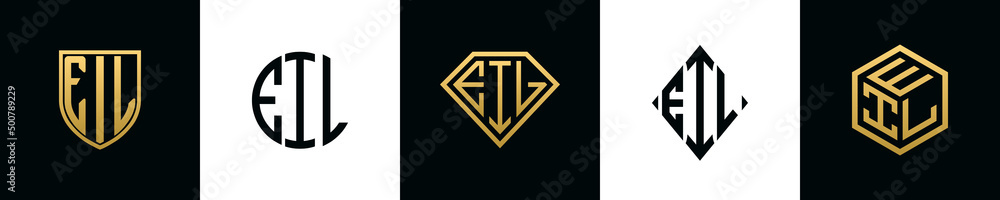 Initial letters EIL logo designs Bundle. This collection incorporated ...