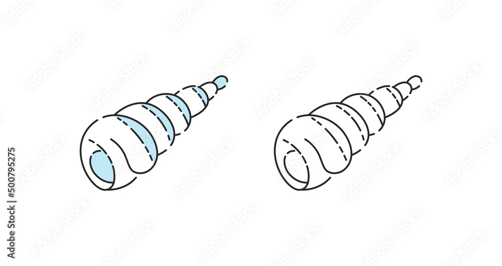 Auger shell icon linear vector. Seashell logo symbol set in color and ...