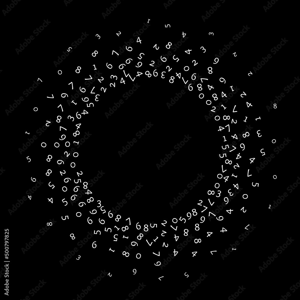 Falling numbers, big data concept. Binary white random flying digits ...