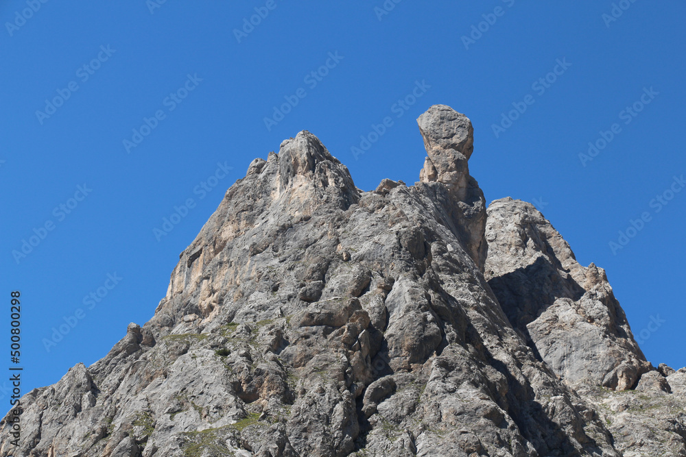 Fungo di Ombretta or Torre Moschitz with blue clear sky on background ...