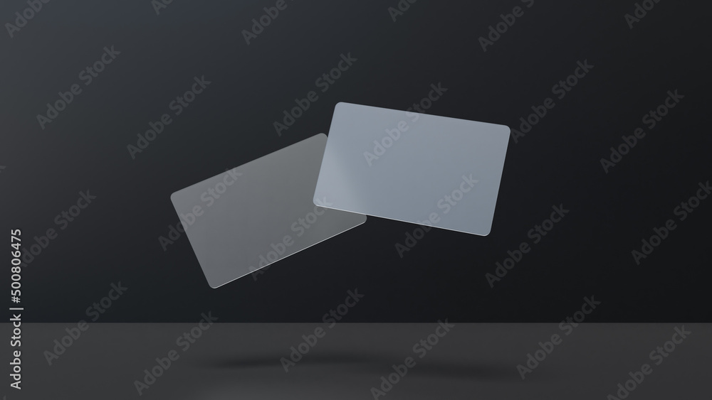 Transparent clear semitransparent business cards floating in mid air ...