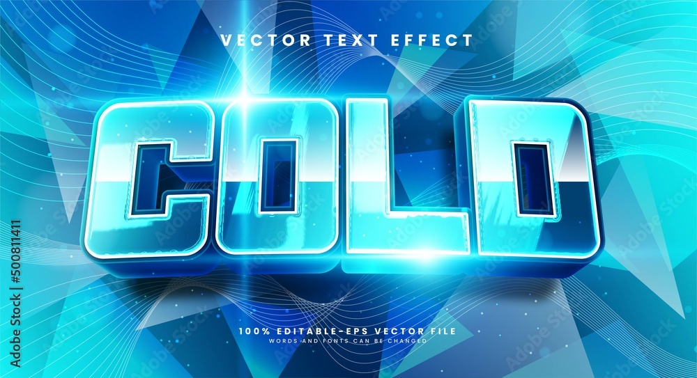 Cold 3d editable text effect with modern blue color. Stock Vector ...