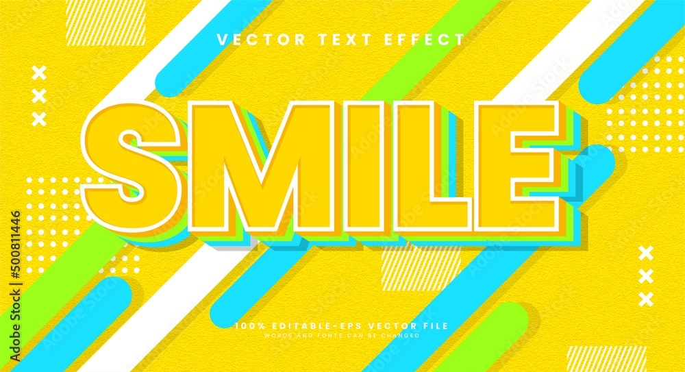 Smile editable text effect with simple layered colors, suitable for ...