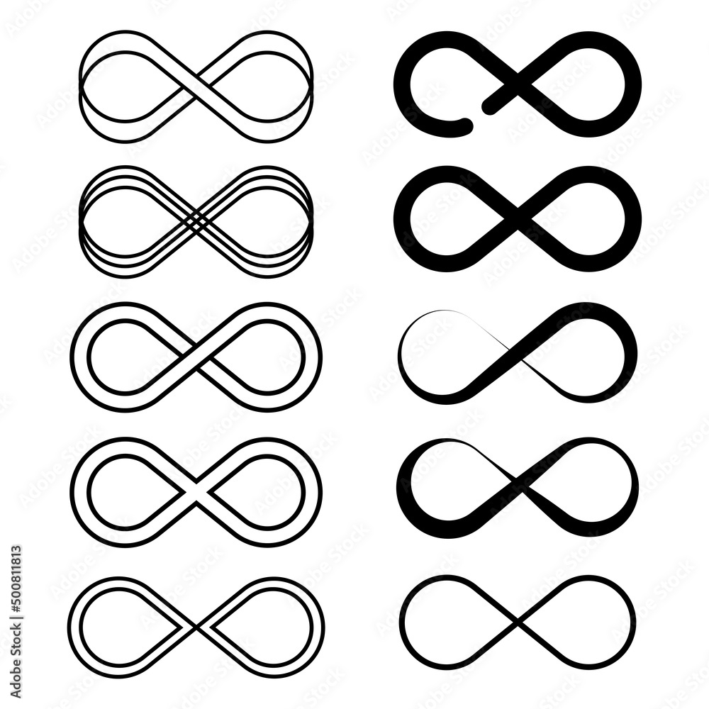 Abstract infinity sign set. Infinity sign. A set of horizontal eights ...