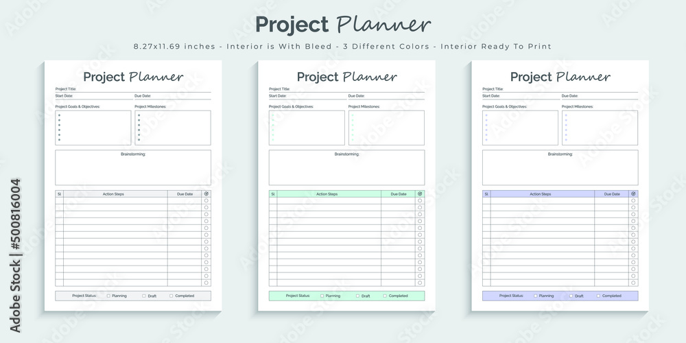 Poster Project planner logbook journal and tracker printable kdp ...