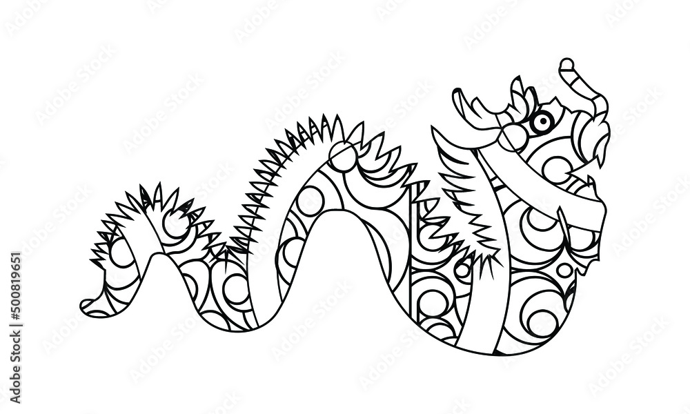 Chinese dragon in zentangle style. Adult antistress coloring page ...