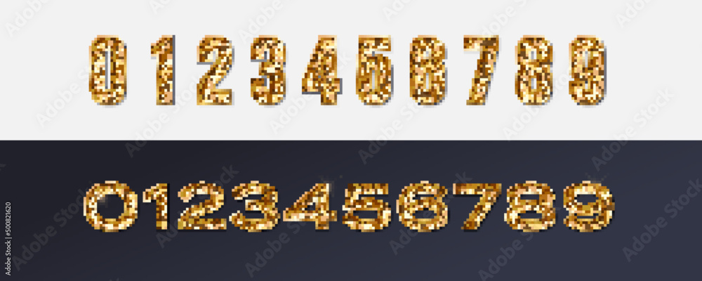 Set of realistic golden glittering numbers. EPS 10 Stock Vector | Adobe ...