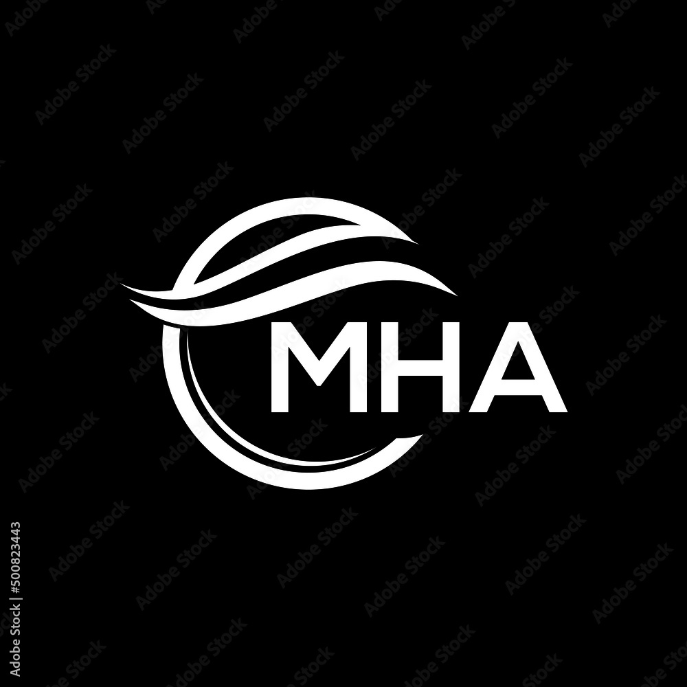 MHA letter logo design on black background. MHA creative initials ...