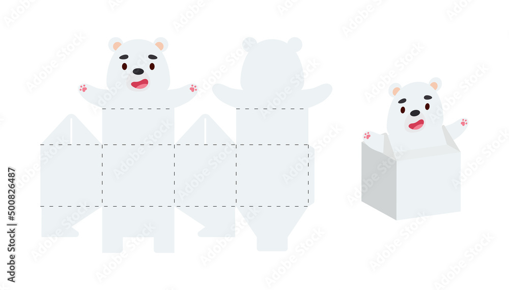 Simple packaging favor box polar bear design for sweets, candies, small ...