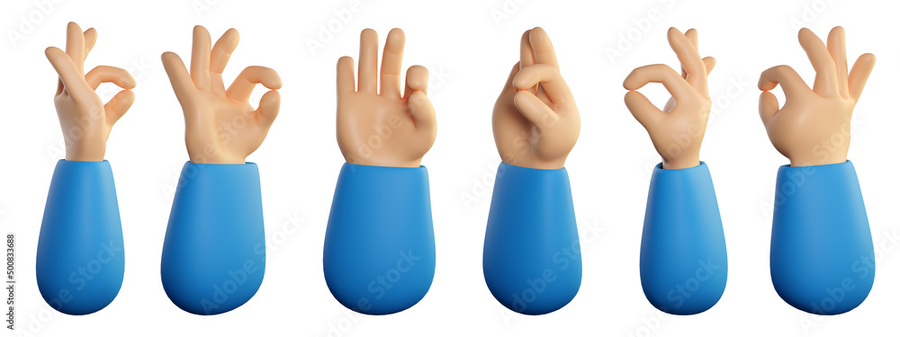 Human hand ok symbol with fingers gesture set. Agreement, positive ...