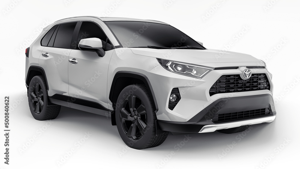 Paris, France. June 22, 2021: Toyota RAV4 SUV 2020 city white car ...