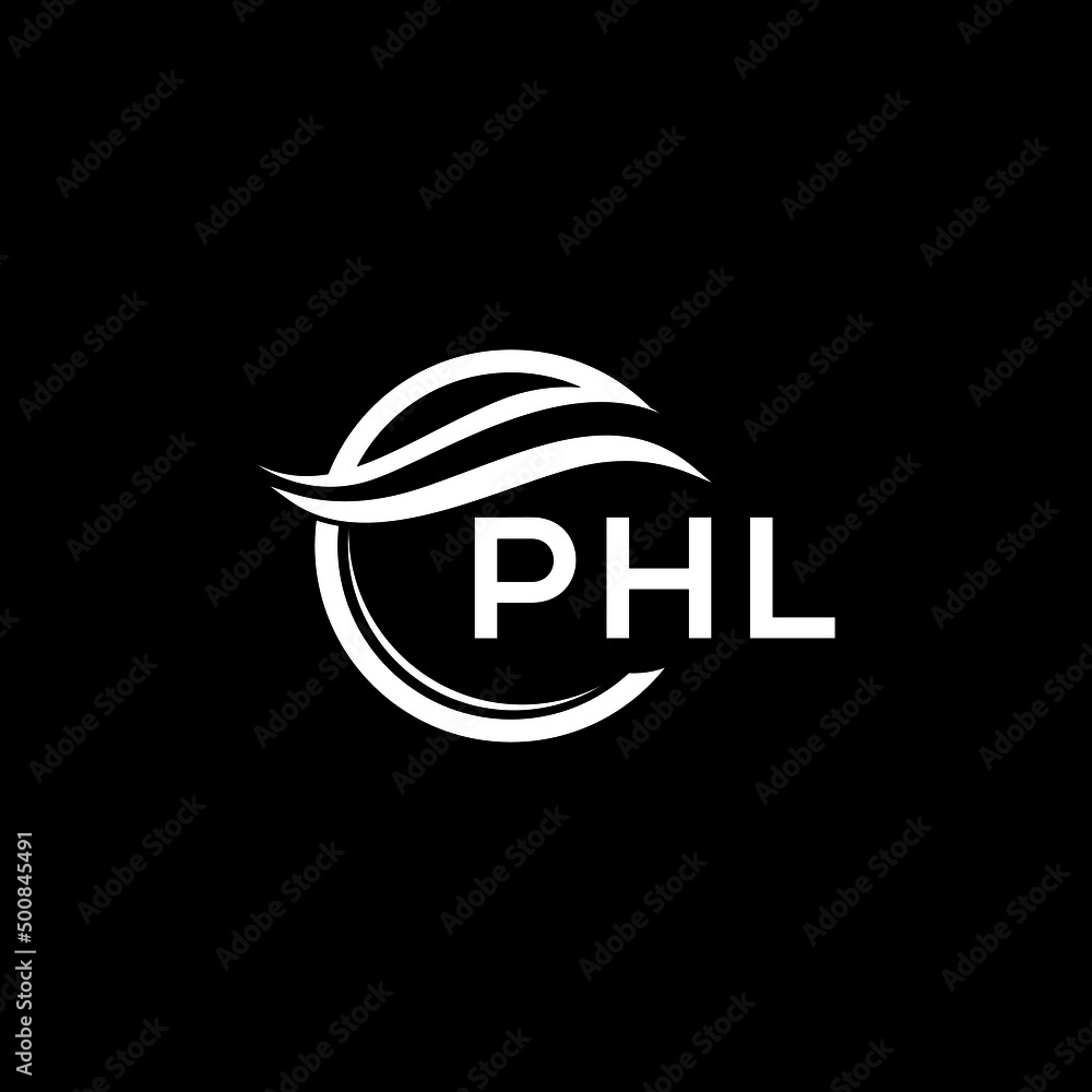 PHL letter logo design on black background. PHL creative initials ...