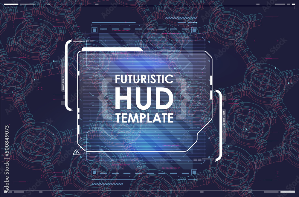 Tech Abstract poster template with HUD elements. cyber culture, Modern ...