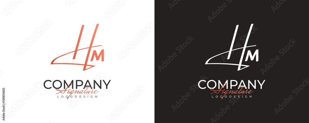 Initial H and M Logo Design with Elegant and Minimalist Handwriting ...
