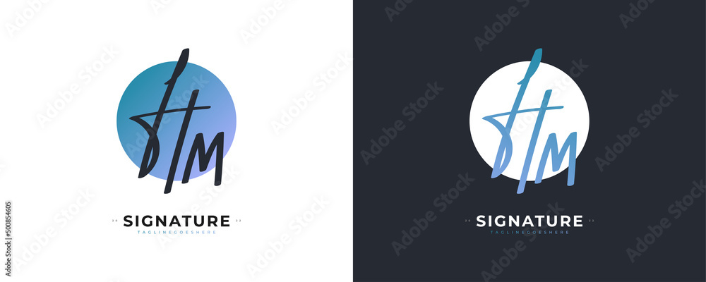 Initial H and M Logo Design with Elegant and Minimalist Handwriting ...