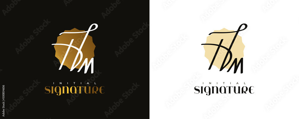 Initial H and M Logo Design with Elegant and Minimalist Handwriting ...
