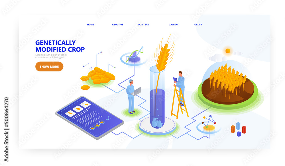 Genetically modified crop, landing page design, website banner vector ...