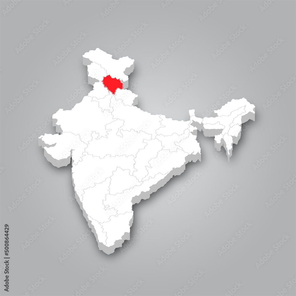 Vecteur Stock Political Map of India 3D Map of India and Map of ...