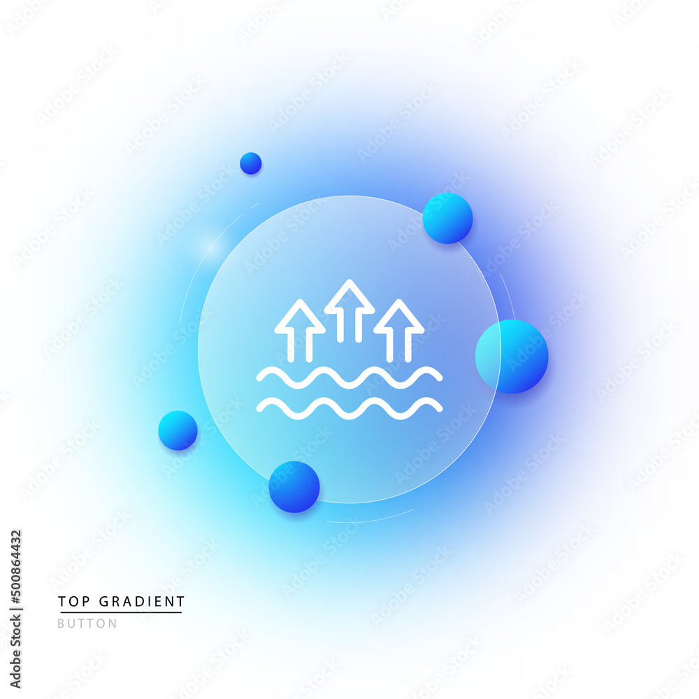 Water level rise icon. Flood. Tsunami. Evaporation. Gradient blur ...