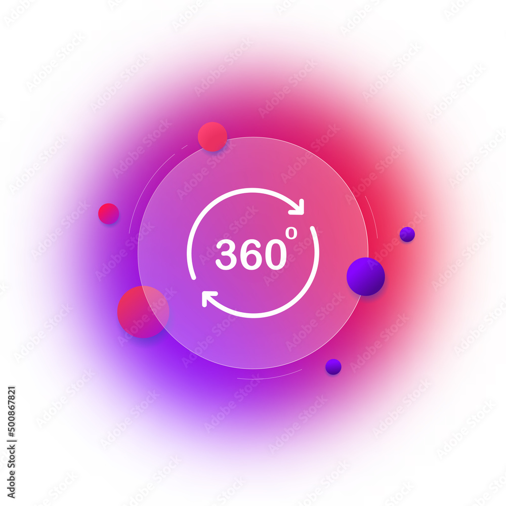 360 icon. 3D object. A virtual reality. orientation in space. Gradient ...