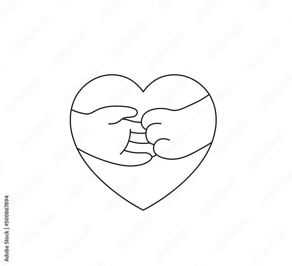Vector isolated human hand and dog paw inside heart symbol colorless ...