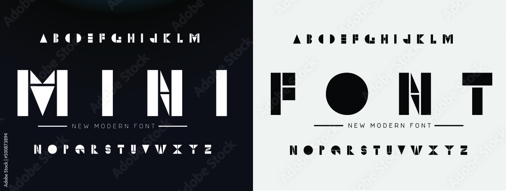 MINI FONT Sports minimal tech font letter set. Luxury vector typeface ...