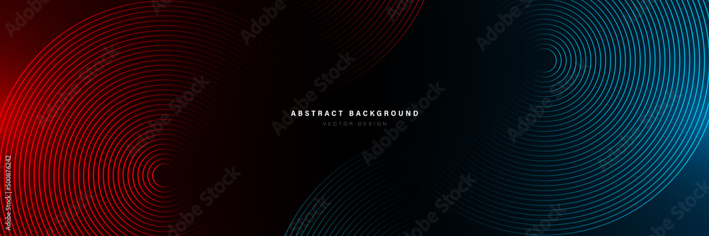Abstract futuristic technology lines background with red and blue light ...