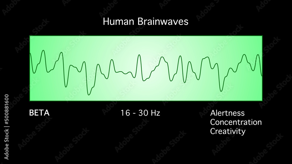 Beta Human Brain Waves Diagram Illustration on Black Background Stock ...