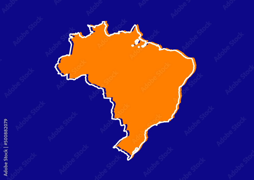 Outline map of Brazil, stylized concept map of Brazil. Orange map on ...