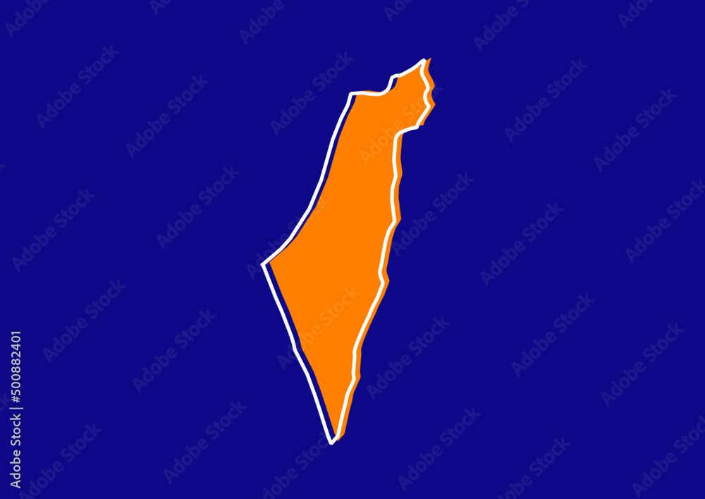 Outline map of Israel, stylized concept map of Israel. Orange map on ...