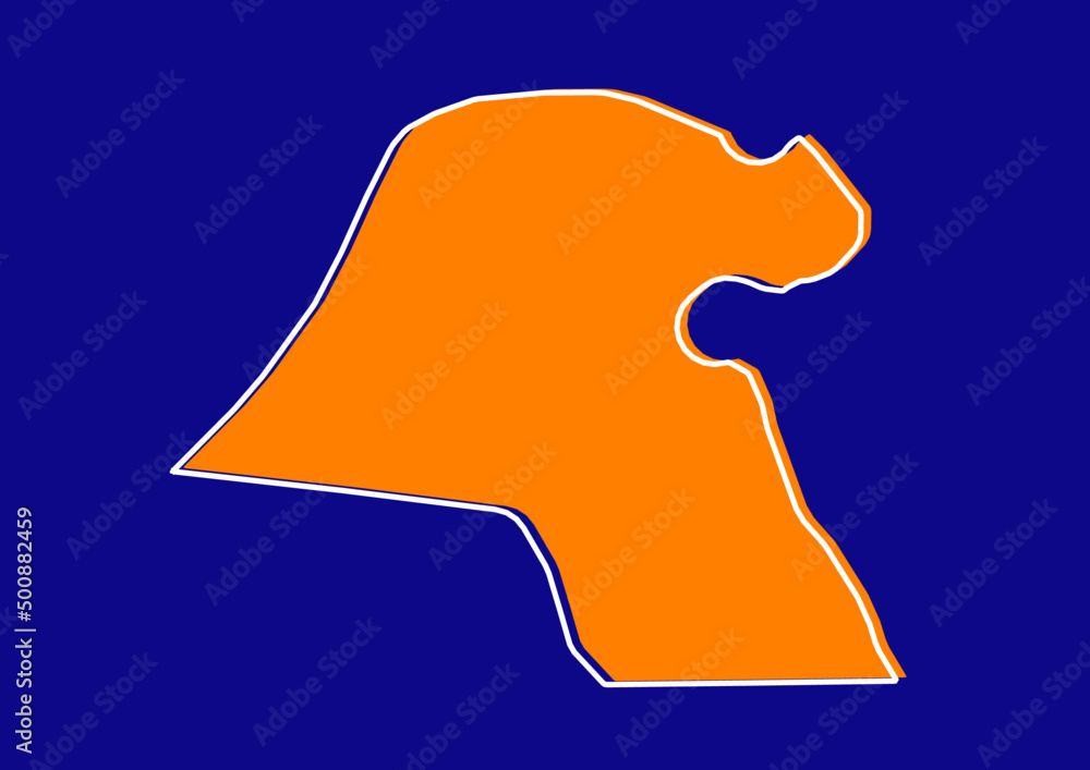 Outline map of Kuwait, stylized concept map of Kuwait. Orange map on ...