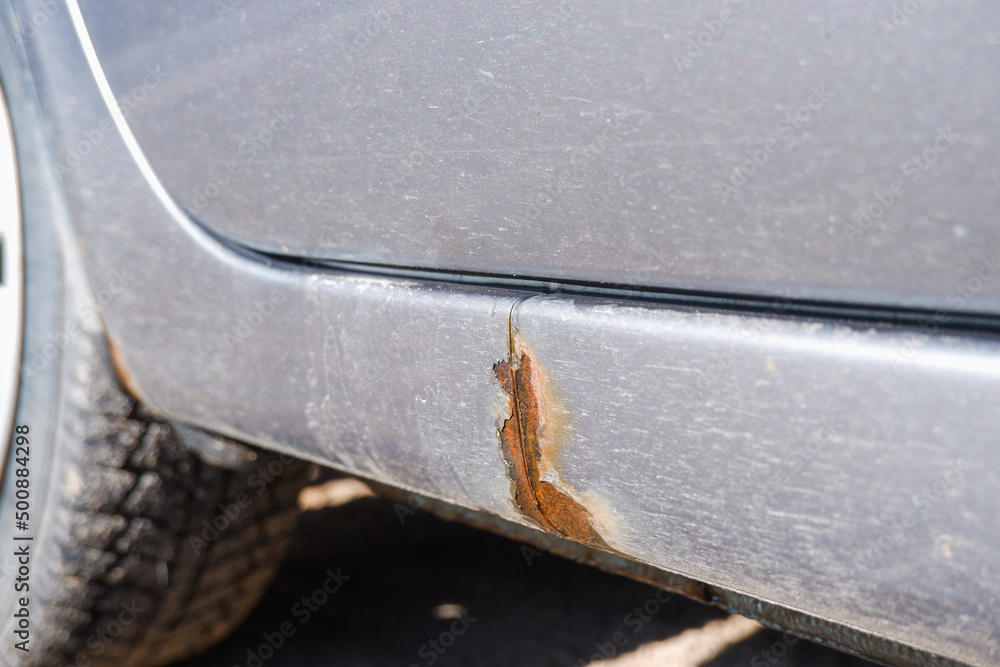 Corrosion, rust on the car body. car with Rust and Corrosion and paint ...