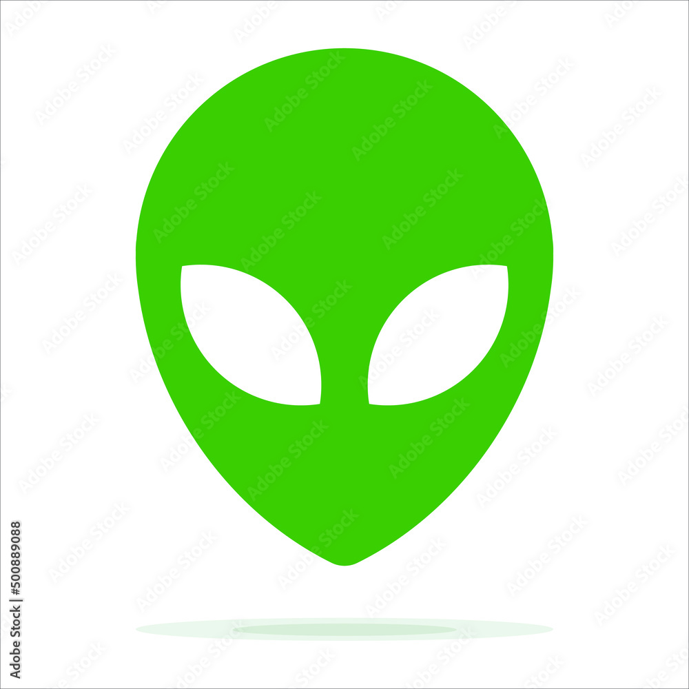 Alien Green Head Isolated On White Background Vector Illustration