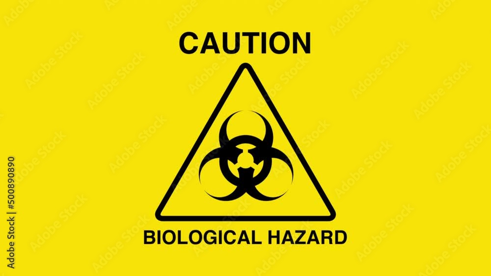 Caution Biohazard Symbol Sign Animation on White Background and Green ...