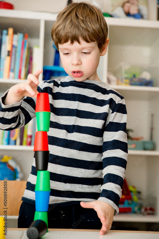 Color cap game. Sorting, counting, building. Children activities ...